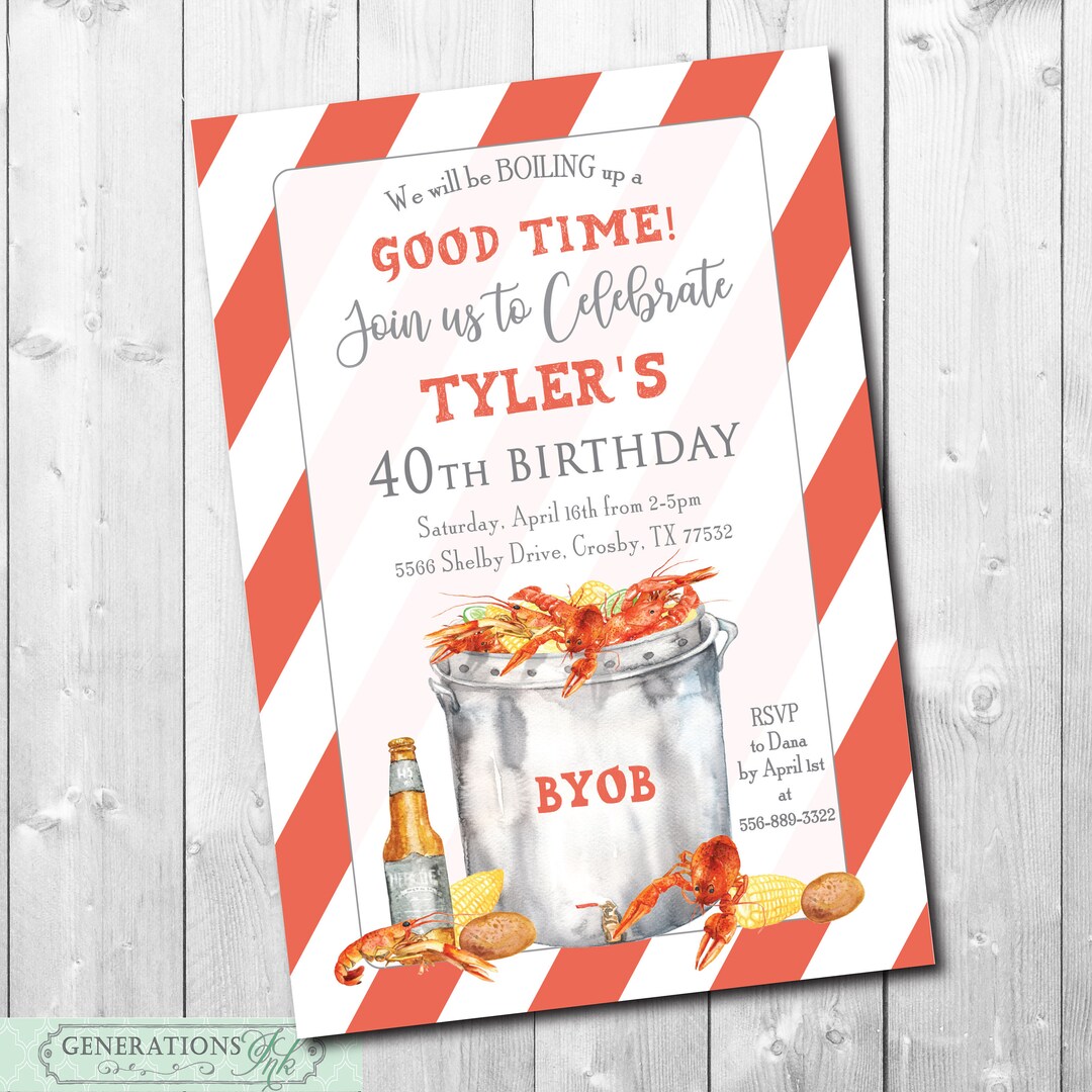 Crawfish Boil Birthday Invitation Printable/digital File/40th Birthday ...