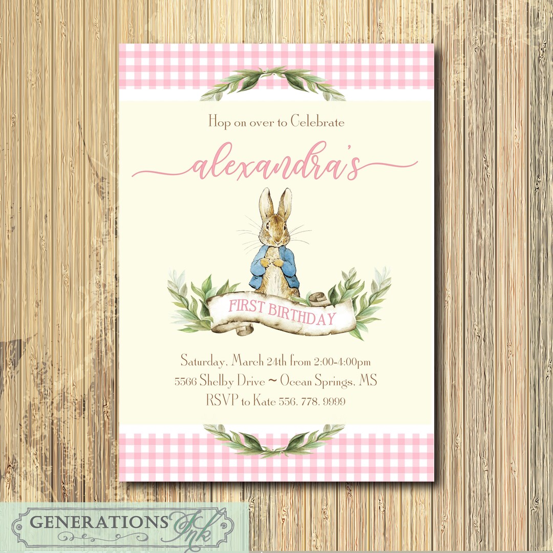 Peter Rabbit Birthday Invitation Printable/digital File/girl Birthday ...
