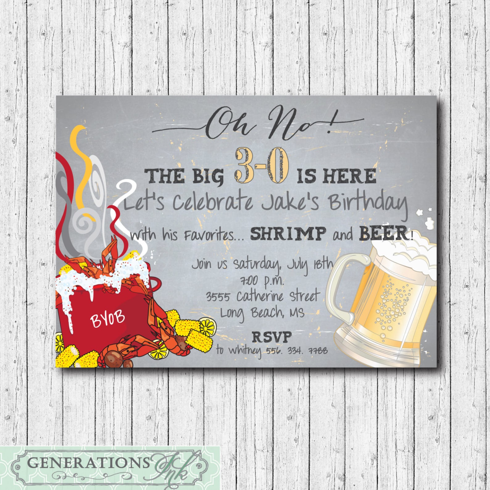 Crawfish Boil Birthday Invitation 30th Birthday Seafood - Etsy