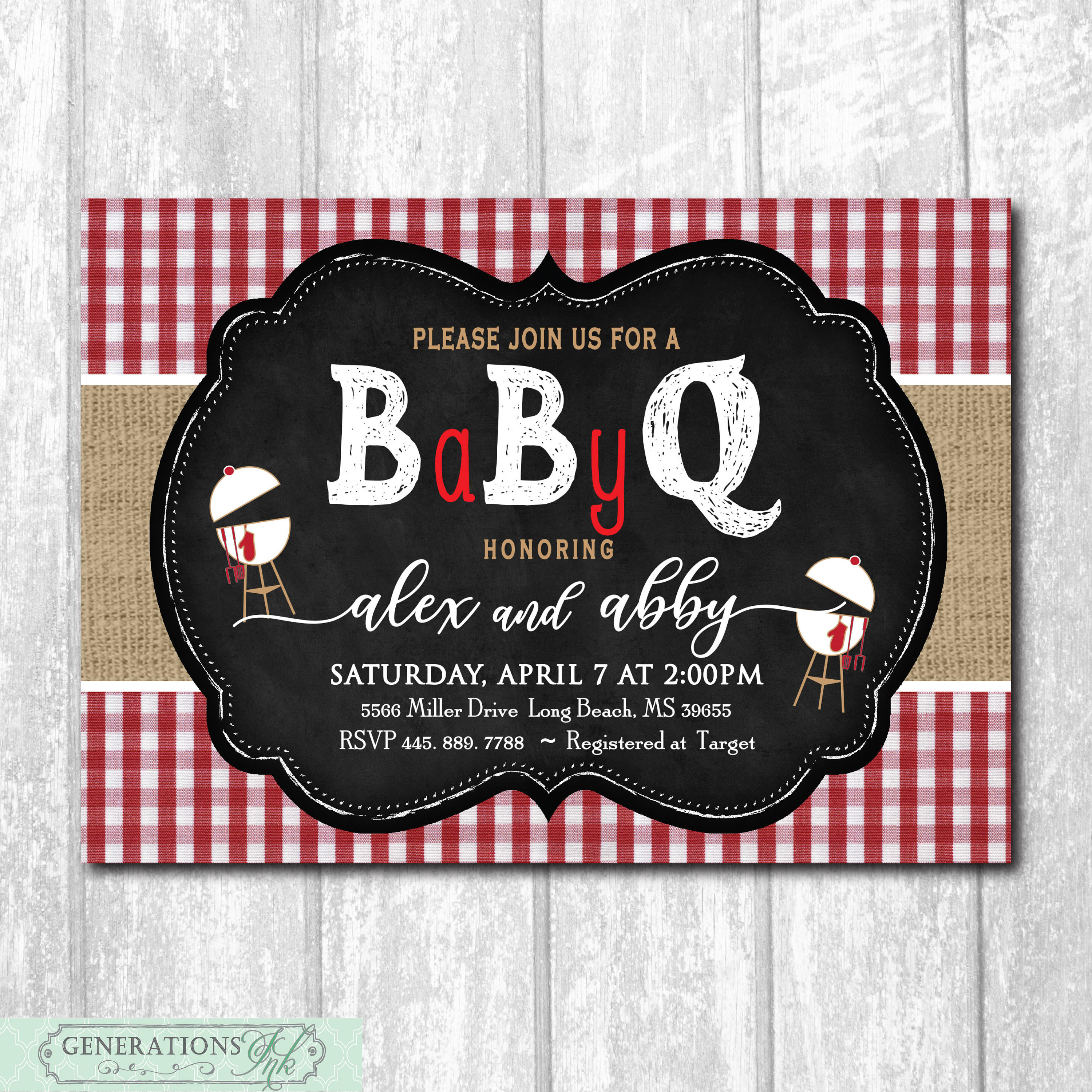 Baby Q Invitation, Couples Baby Shower, Couples Baby Q, Baby Shower ...