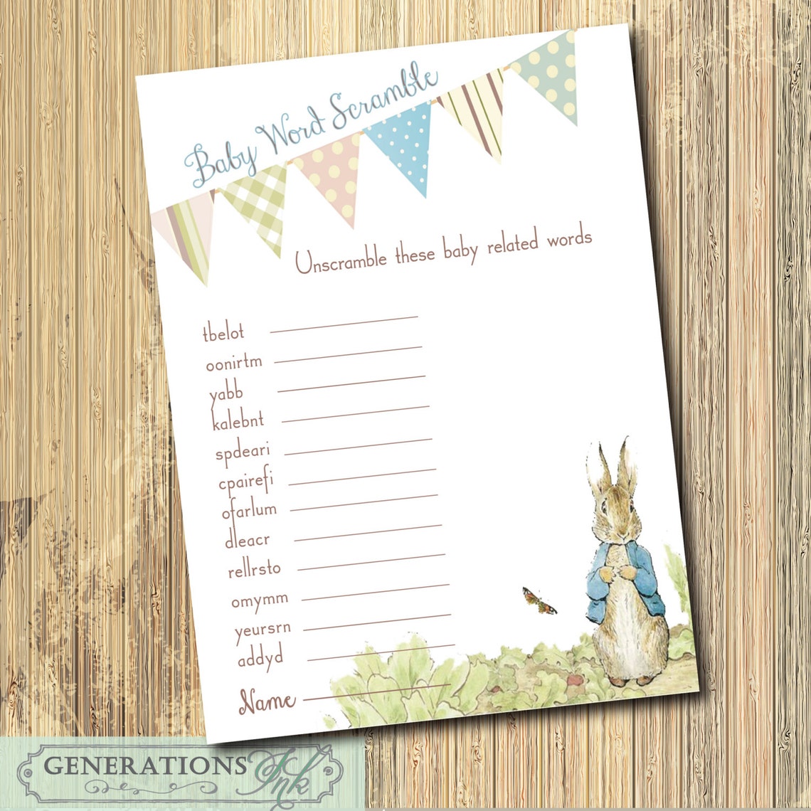 INSTANT DOWNLOAD Vintage Peter Rabbit Baby Shower Game Baby | Etsy