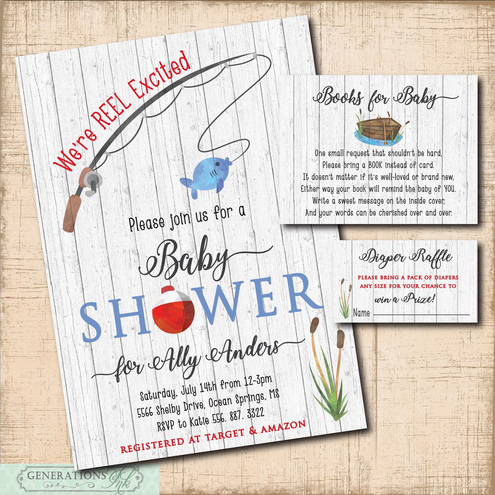 Fishing Baby Shower Invitation Fish Theme Fishing Themed - Etsy