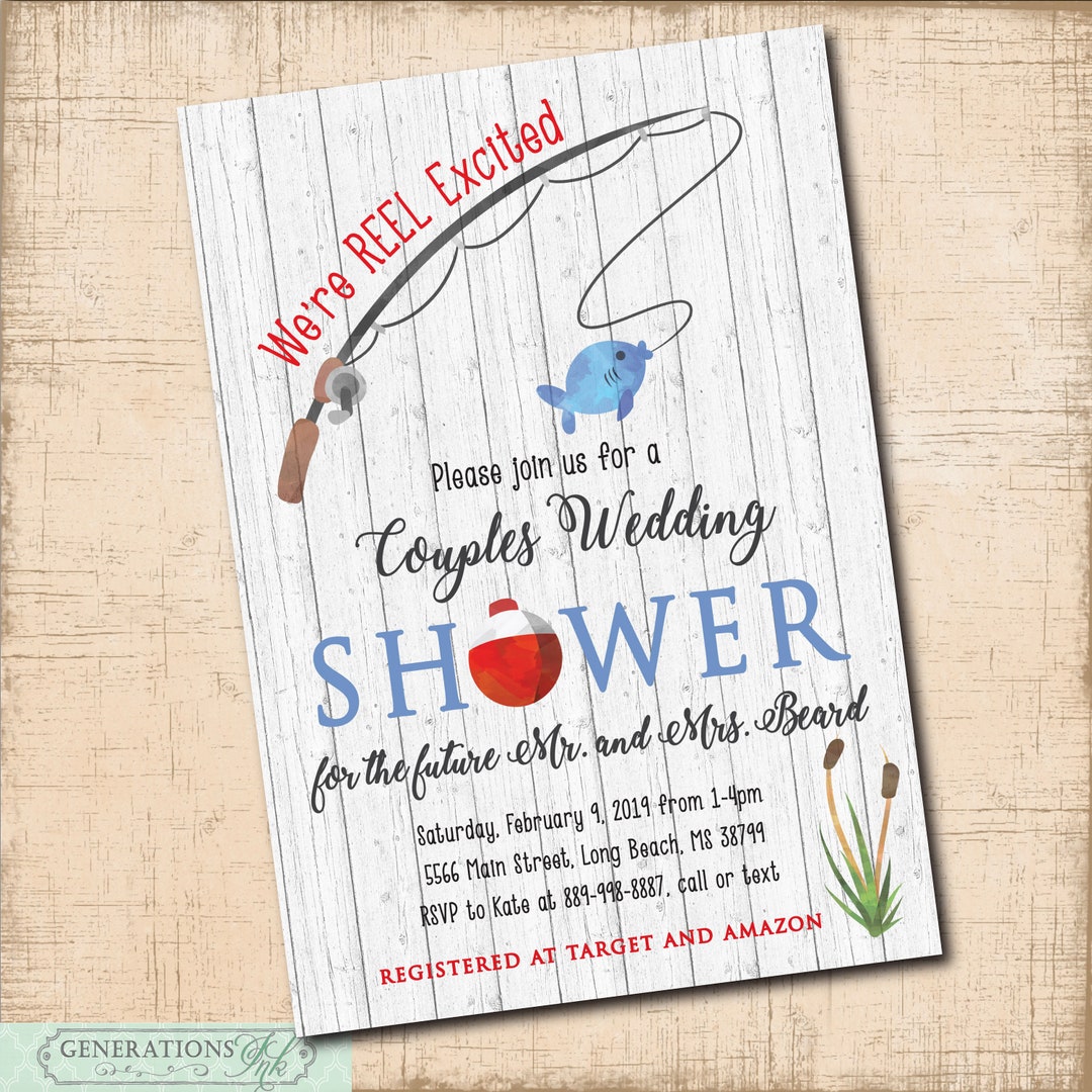 Fishing Themed Couples Wedding Shower Invitation Printable/digital File ...