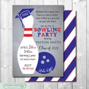 Bowling Party Graduation Invitation Senior Bowling Party - Etsy