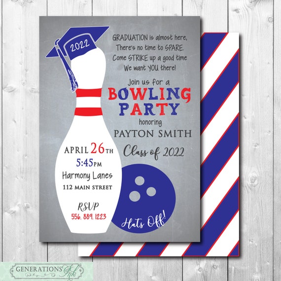 Bowling Party Graduation Invitation Senior Bowling Party - Etsy