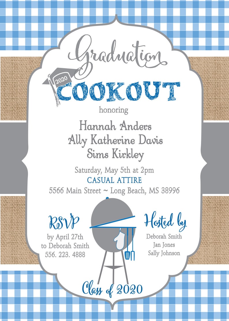 Graduation Party Cookout Invitation Graduation Cookout Boy - Etsy