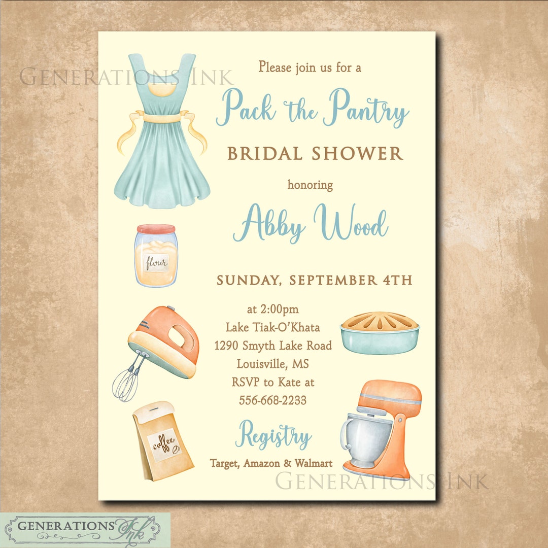 Pack the Pantry Shower Invitation, Bridal Shower Invitation, Kitchen ...