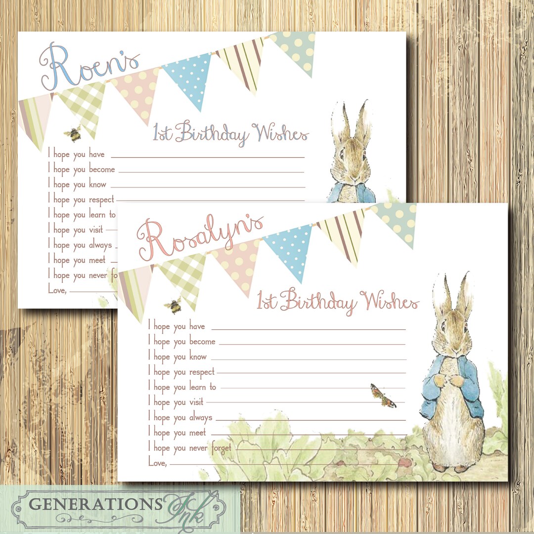 Vintage Peter Rabbit Birthday Wishes Card, Printable, Digital, Beatrix ...