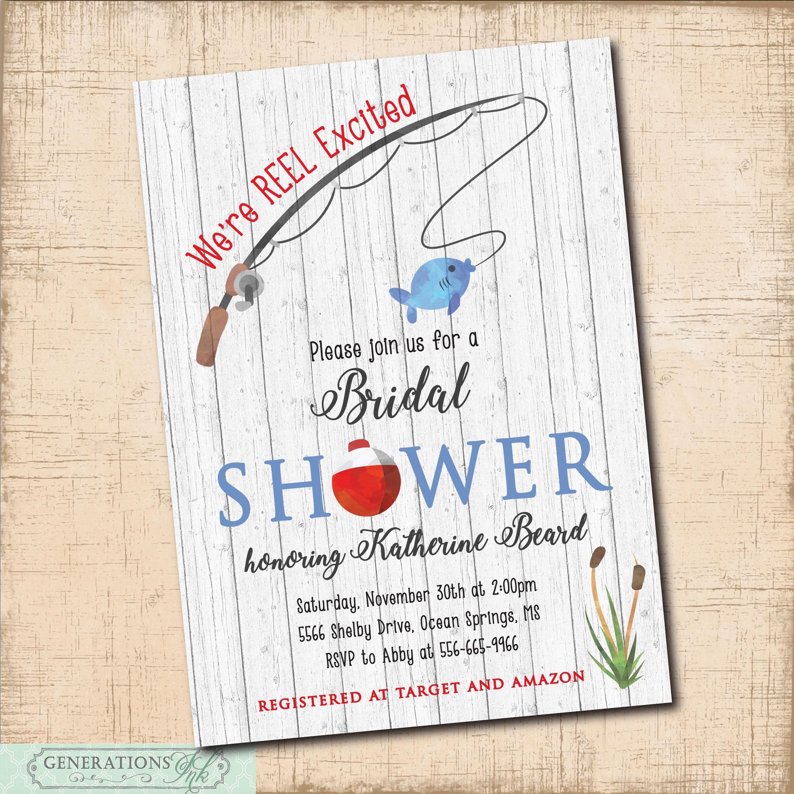 Fishing Themed Bridal Shower Invitation Bridal Shower - Etsy