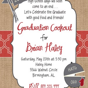 Graduation Party Cookout Invitation, Graduation Party, Graduation ...