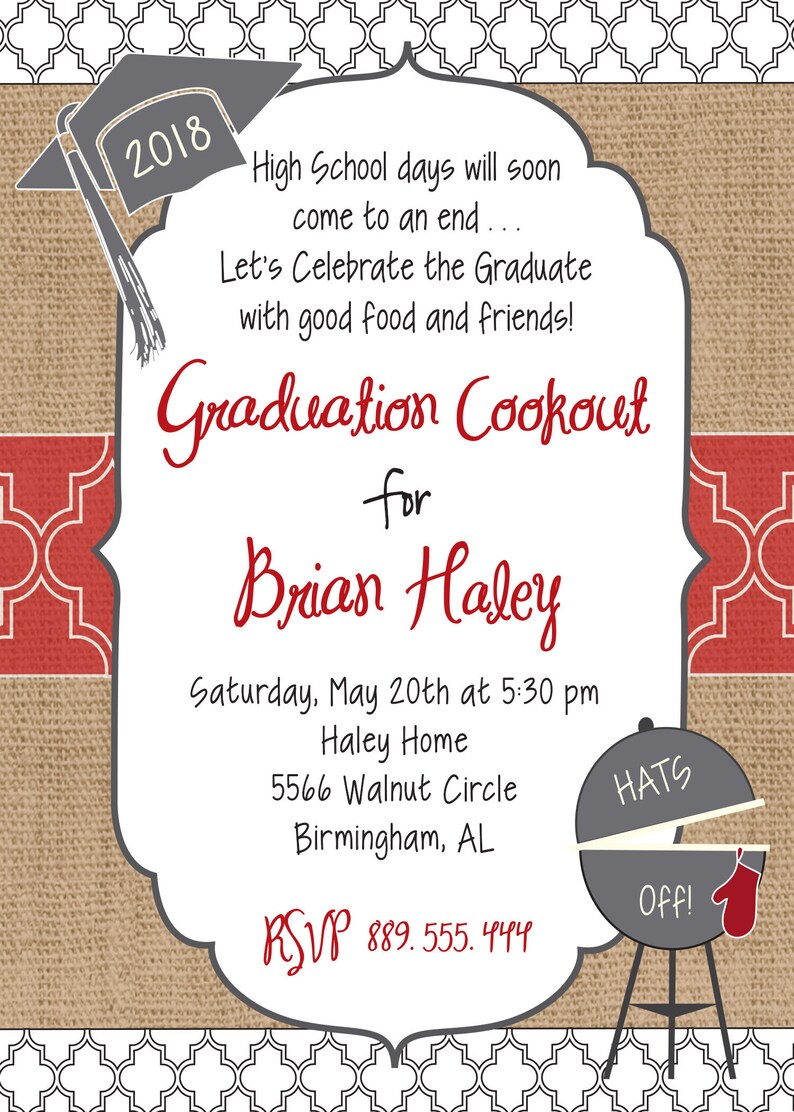 Graduation Party Cookout Invitation Graduation Party - Etsy
