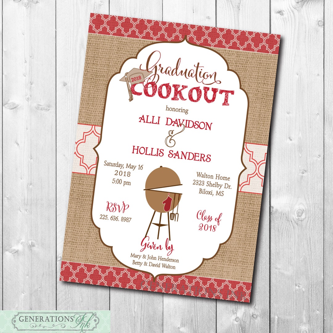 Graduation Party Invitation Cookout Printable/digital File/bbq, Burgers ...