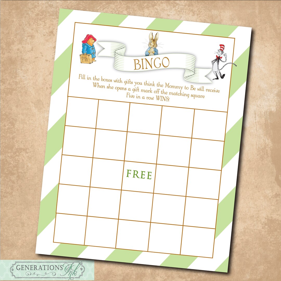 INSTANT DOWNLOAD, Storybook Baby Shower BINGO Game, Storybook Baby ...