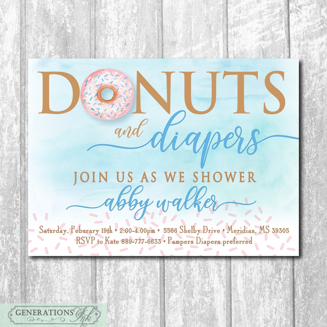 Donuts and Diapers Invitation, Diaper Shower Invitation, Diapers and ...