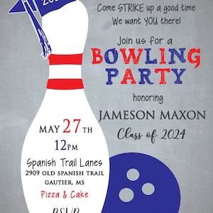 Bowling Party Graduation Invitation, Senior Bowling Party, Graduation ...