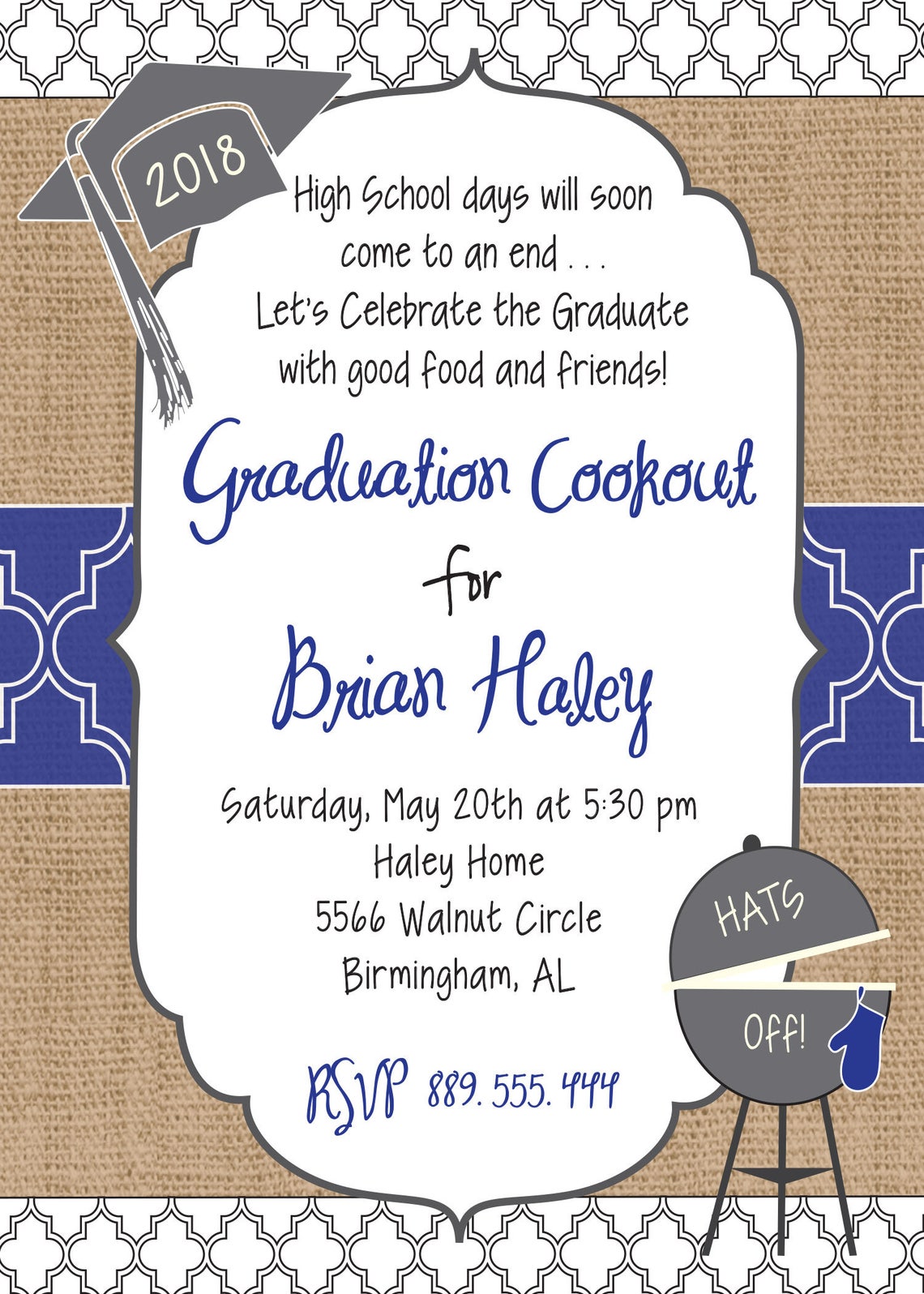 Graduation Party Cookout Invitation Graduation Party - Etsy