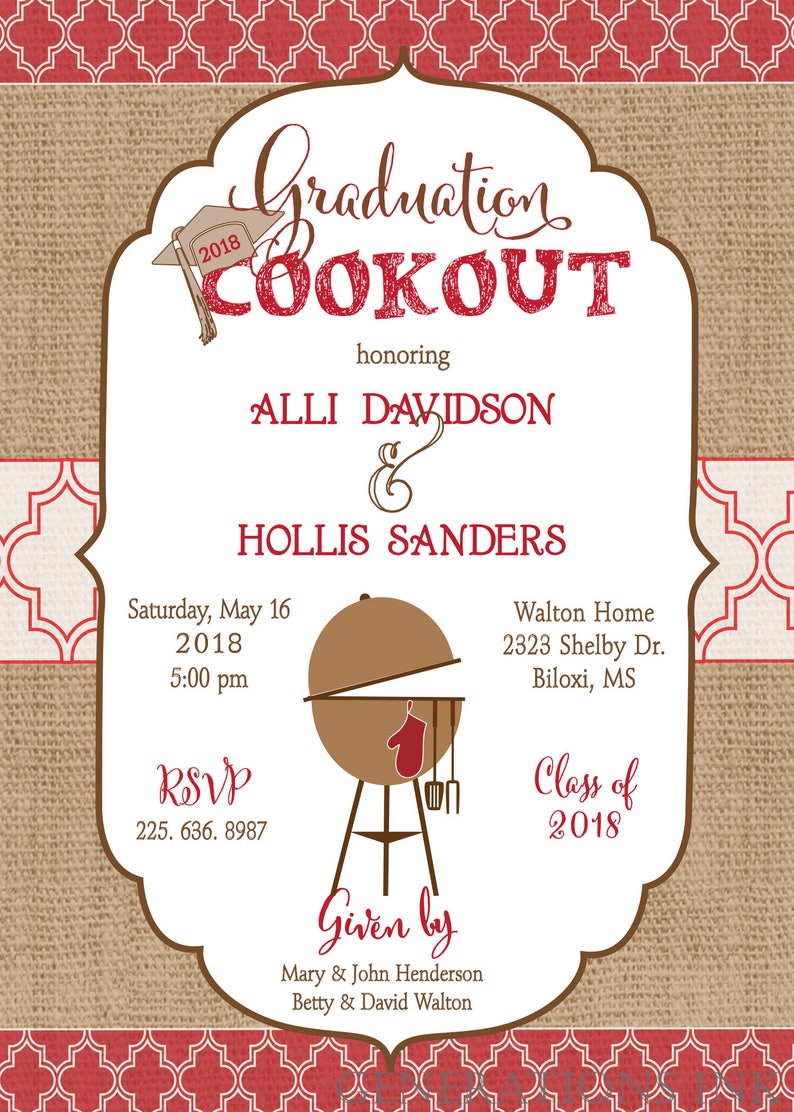 Graduation Party Invitation cookout printable/Digital | Etsy