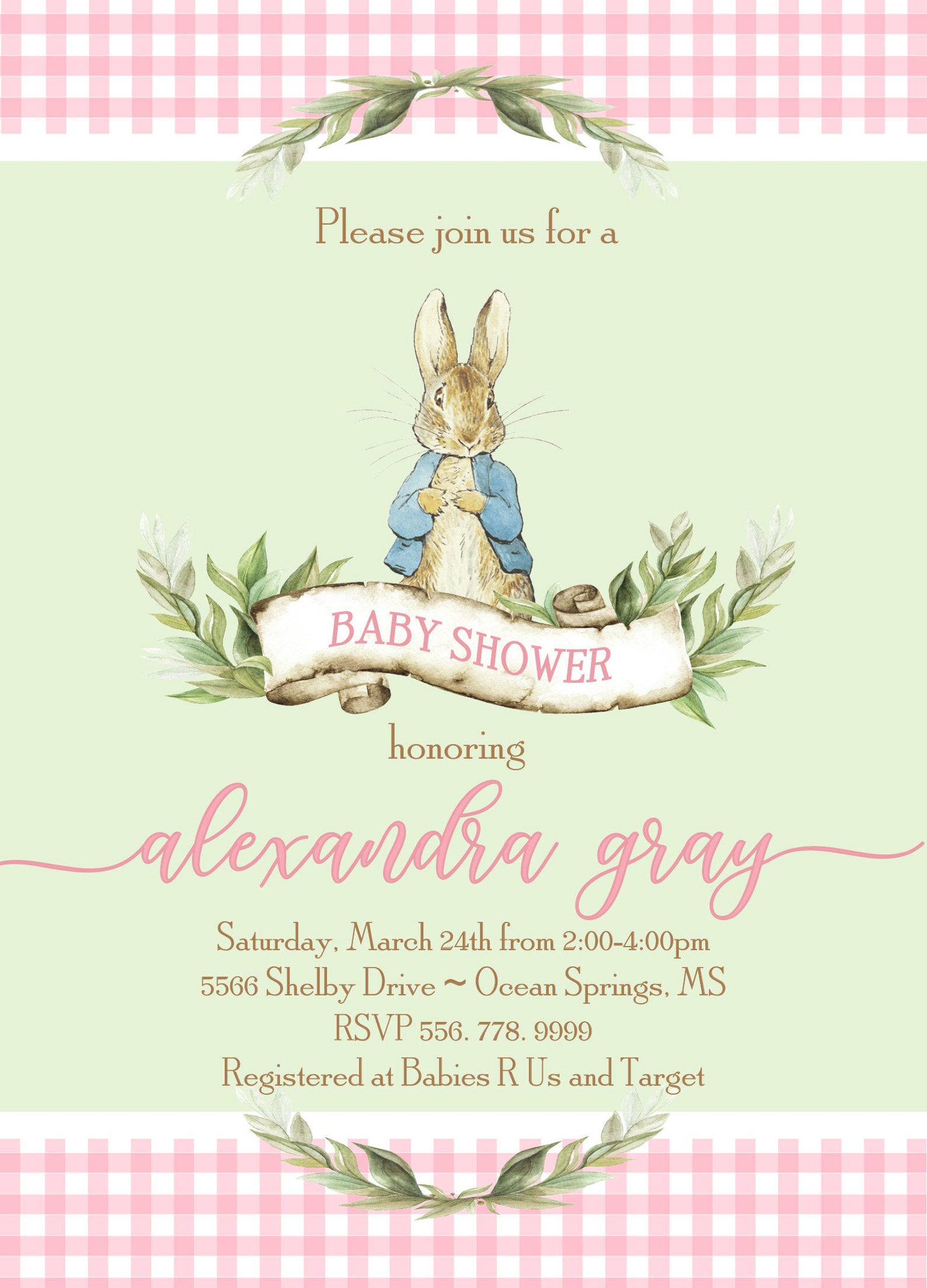 Vintage Peter Rabbit Baby Shower Invitation Printable/digital - Etsy