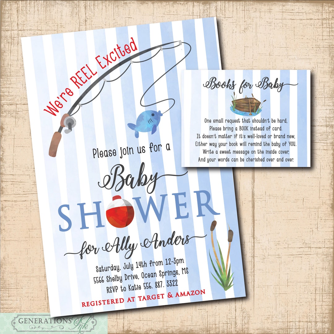 Fishing Baby Shower Invitation, Watercolor Design (digital File) - Etsy