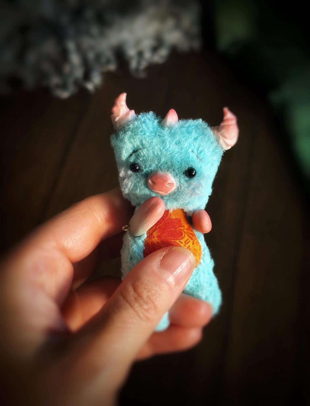 Blue Baby Dragon Pip Art Doll: Handmade Viscose Fur Toy - Etsy