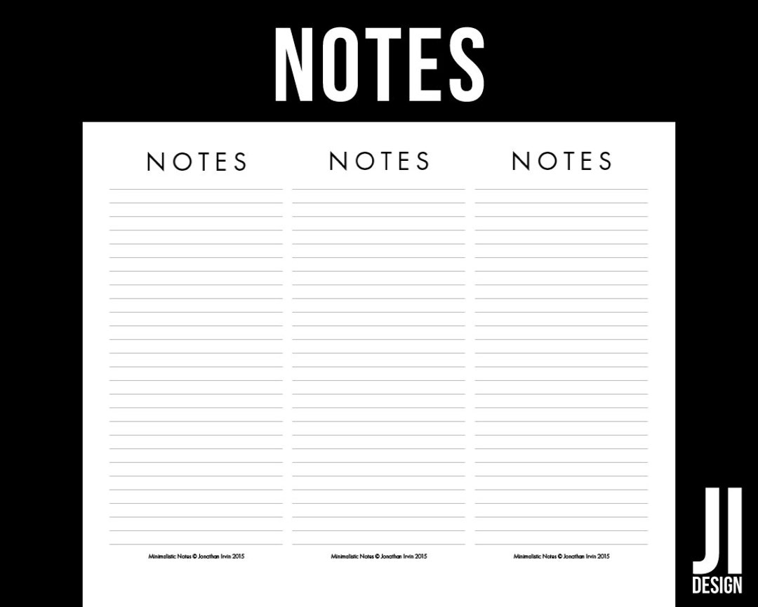 Minimalistic Notes 3-up - Etsy