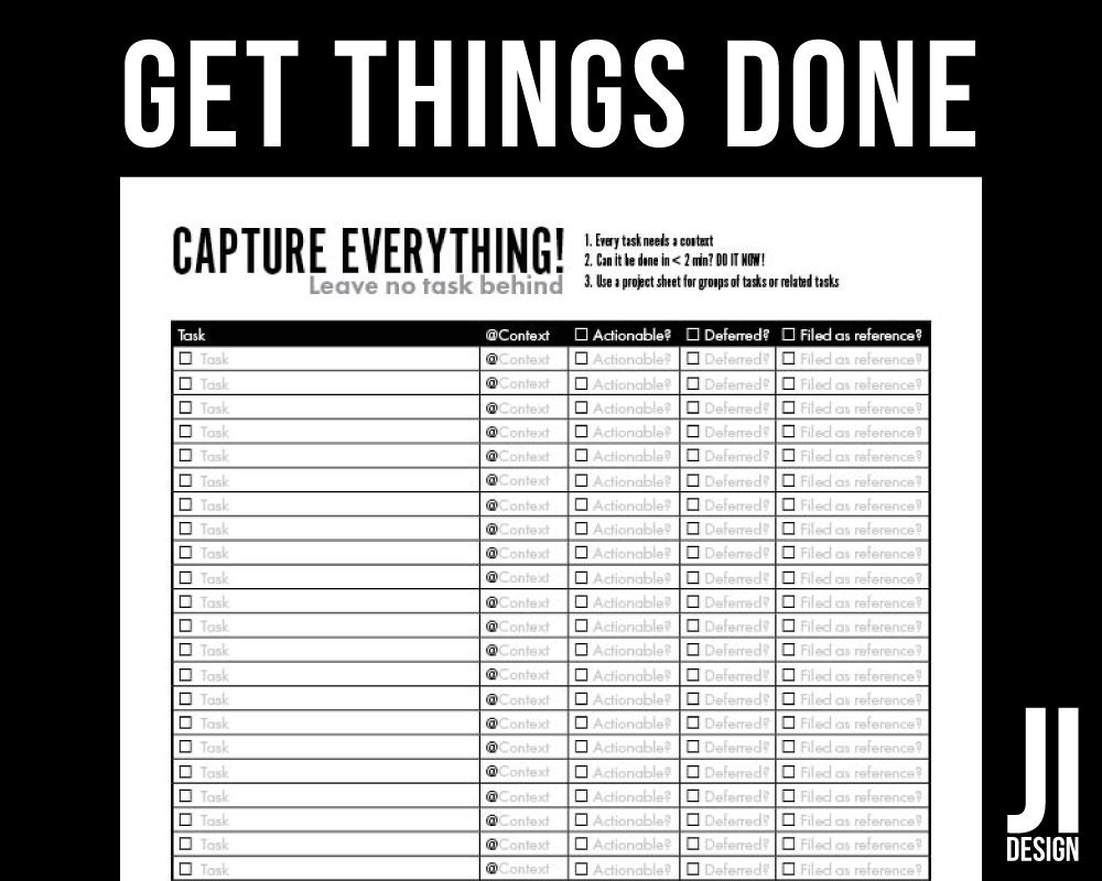 Getting Things Done GTD Capture Sheets Letter - Etsy