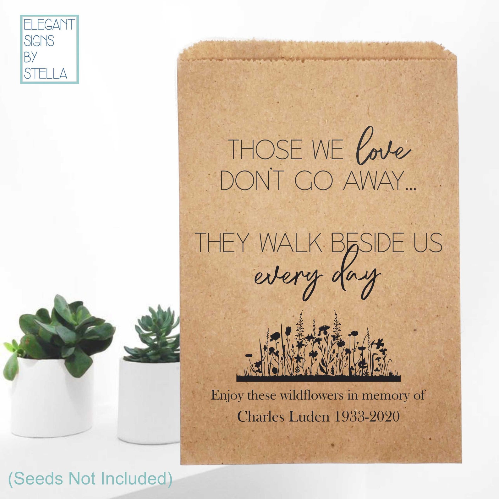 In Memorium Bags, Funeral Favor Bags, Kraft Bags, Birdseed Treat Bag ...