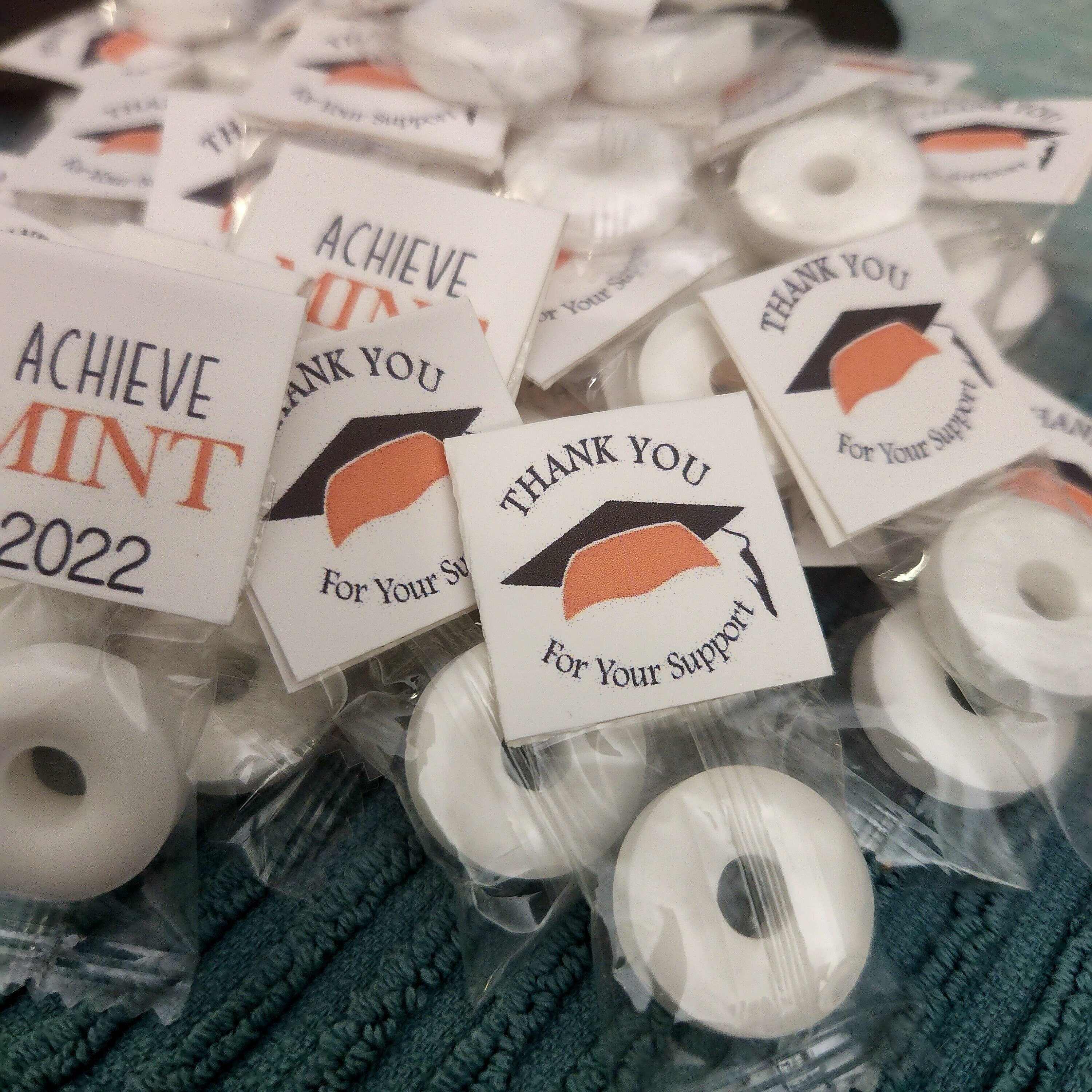 25 or 50 Wrapped Mints, Custom Mints, Graduation Mints, Mint Favors ...