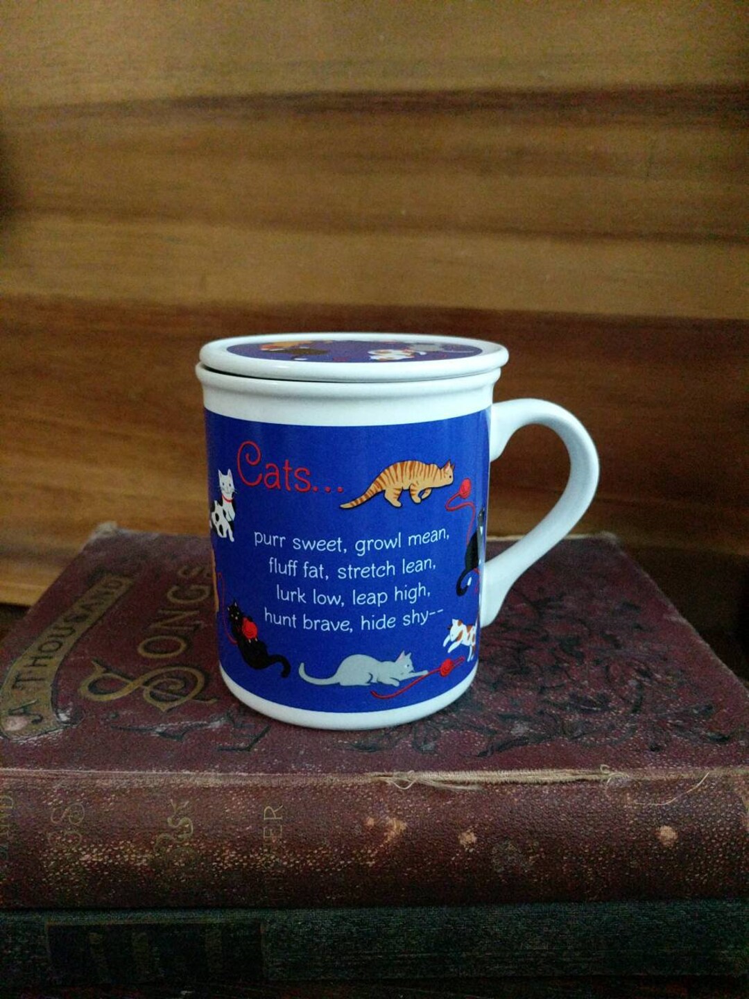 Vintage Hallmark Mug Mates 1987 Blue "cats" Mug With Lid Coaster - Etsy