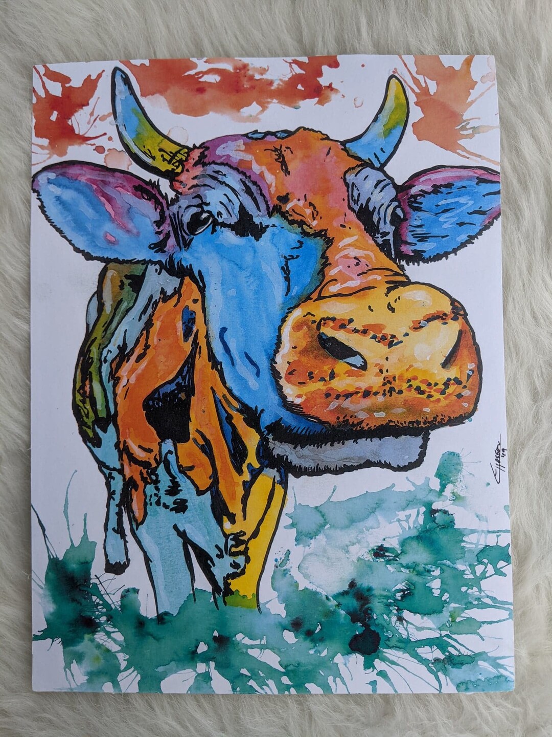 Cow Watercolor Print / Farm Animals - Etsy