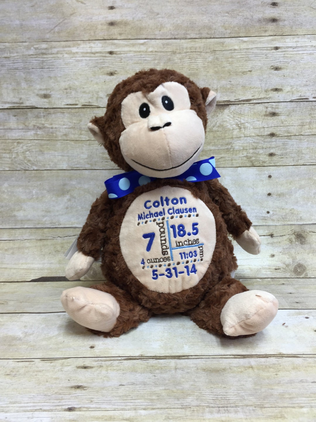 Baby Cubbies Personalized Stuffed Brown Monkey - Adorable Baby Gift! - Etsy