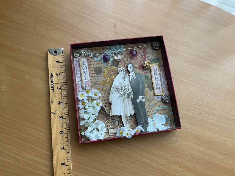 Art Shadow Box Diorama Wedding Mixed Media Handmade Home Decor Wall - Etsy