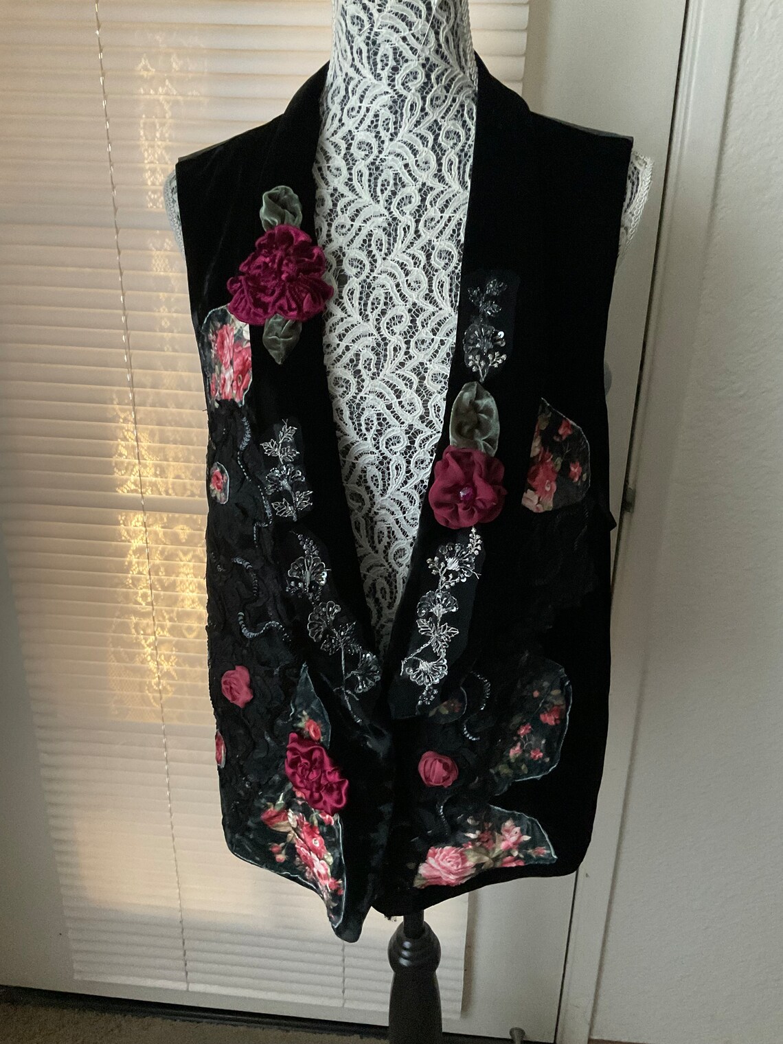 Artsy Black Vest Upcycled Sz XL Altered Couture Handmade - Etsy