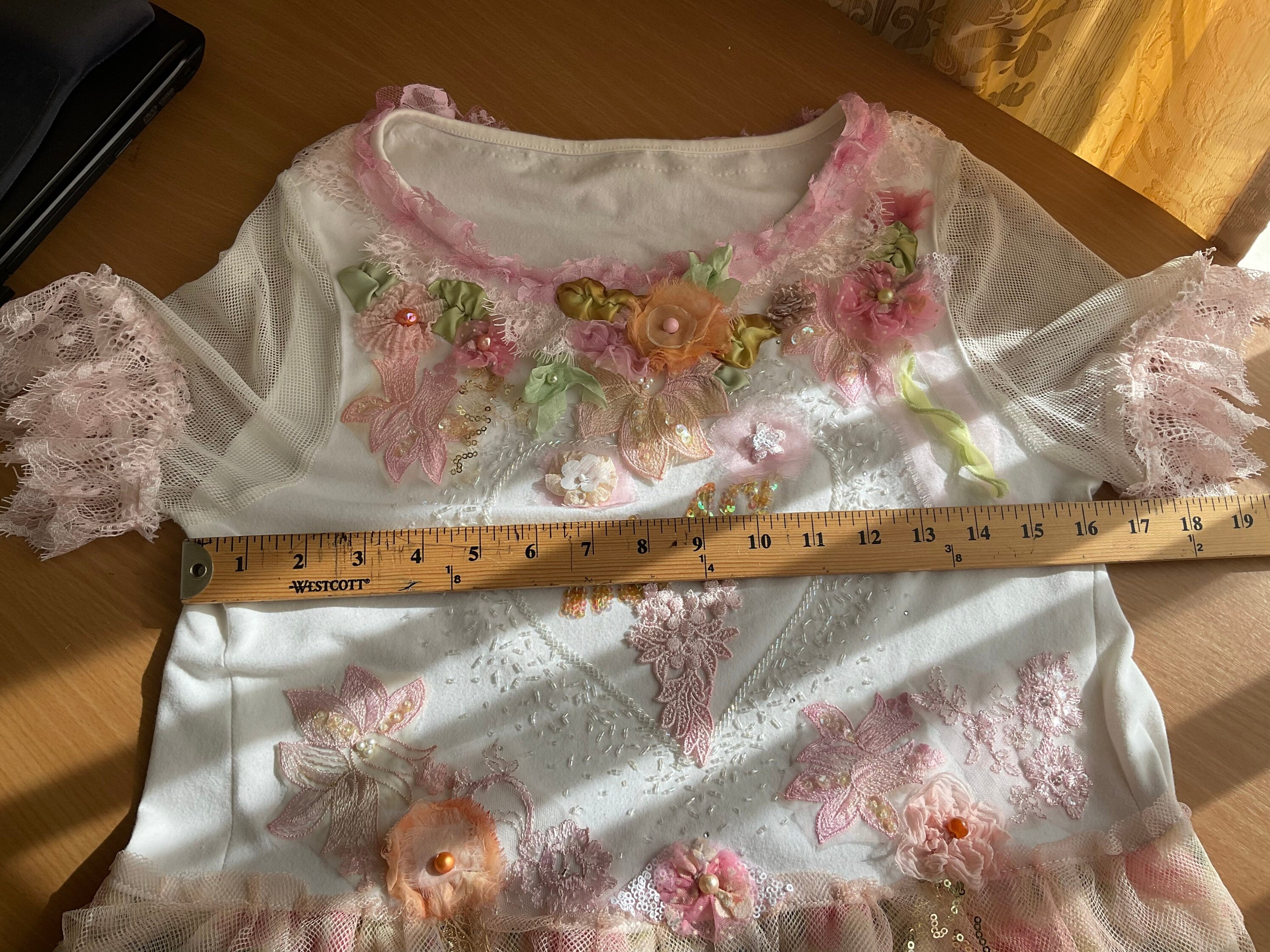 Delicate Flowers Top Shabby Chic Handmade Upcycled Sz S Altered Couture ...