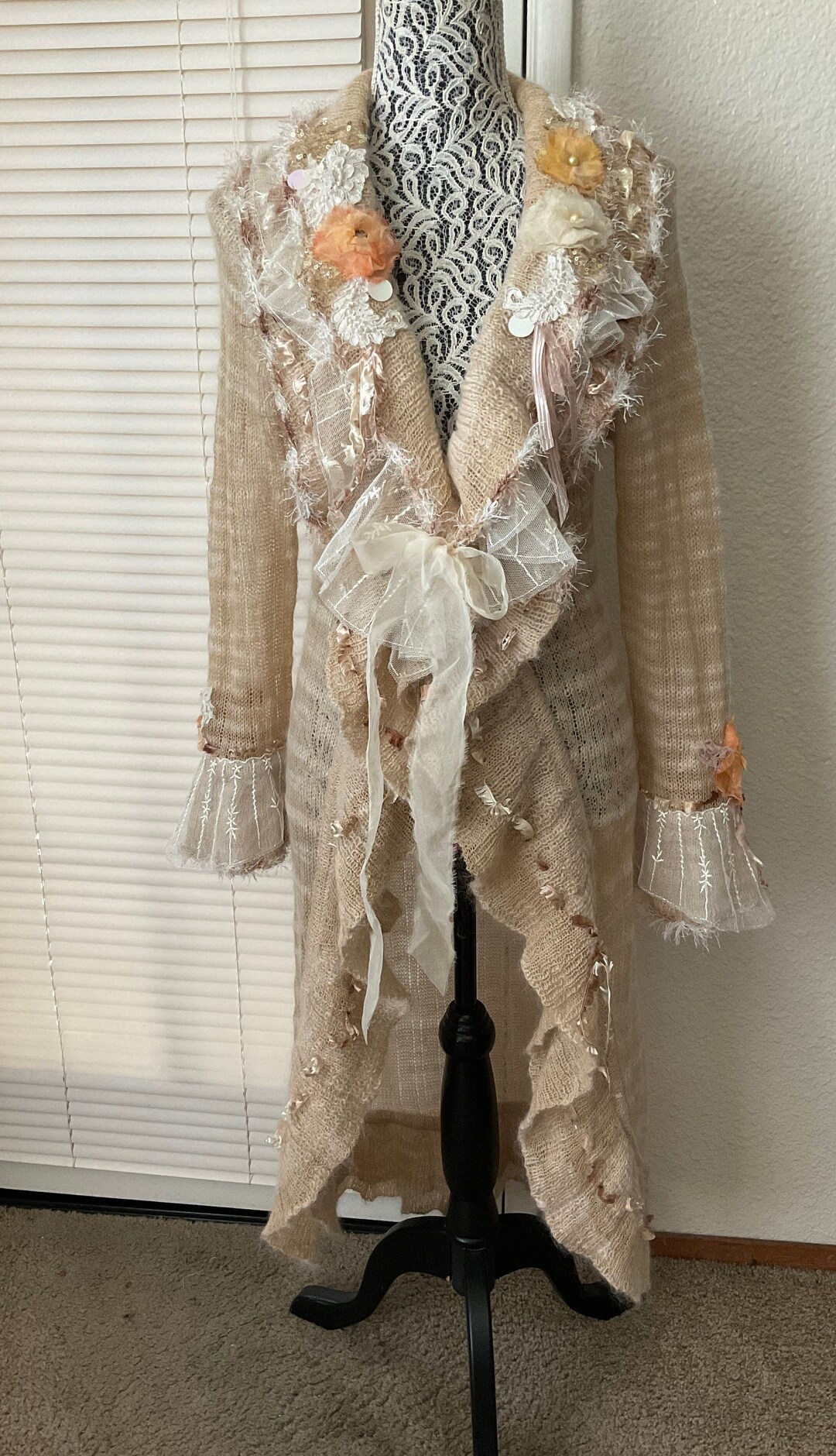 Altered Couture Cardigan Mohair / Wool/ Acrylic Upcycled Handmade Sz S ...