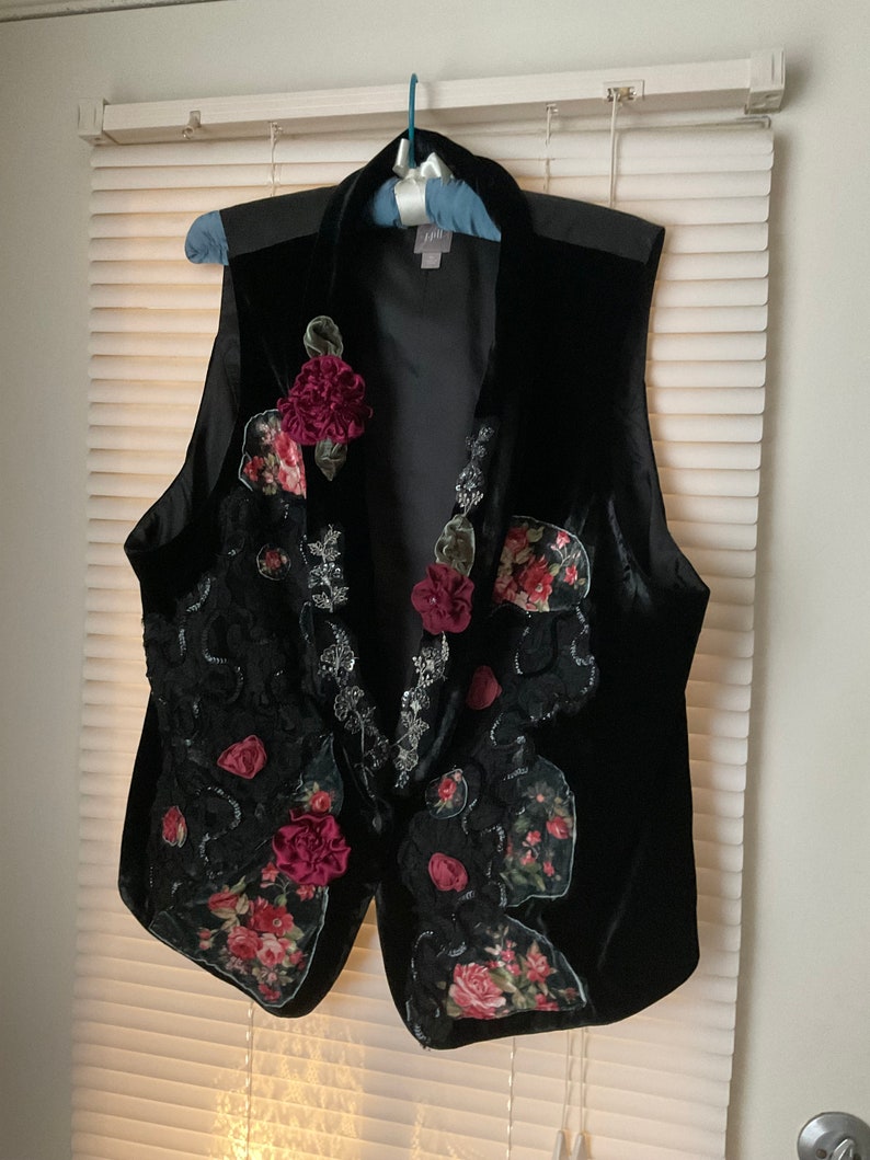 Artsy Black Vest Upcycled Sz XL Altered Couture Handmade - Etsy