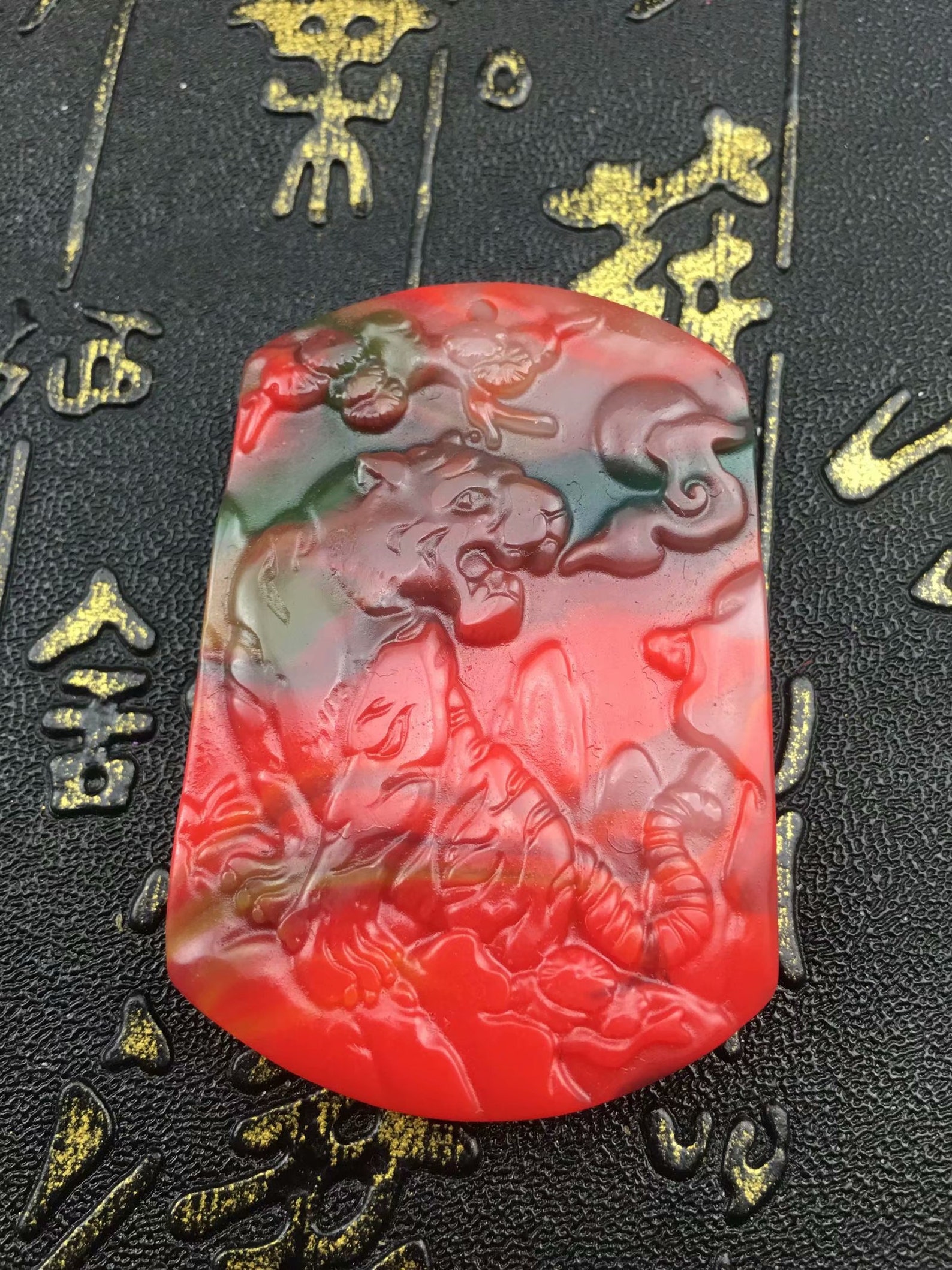 Natural jade ice light green and red jadeite jade tiger animal | Etsy