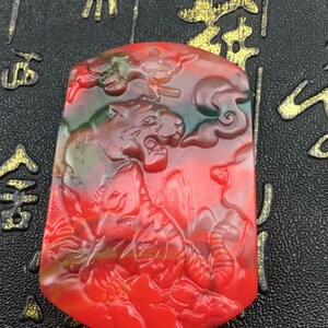 Natural Jade Ice Light Green and Red Jadeite Jade Tiger Animal - Etsy