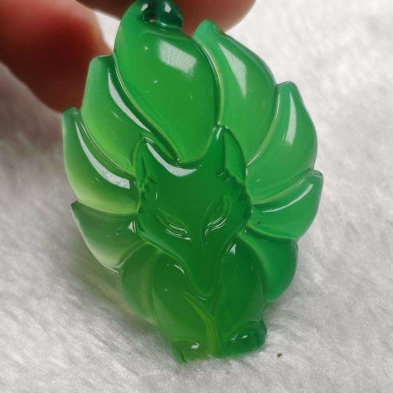 Natural Jade Ice Light Green Jadeite Jade Fox Animal Pendants - Etsy