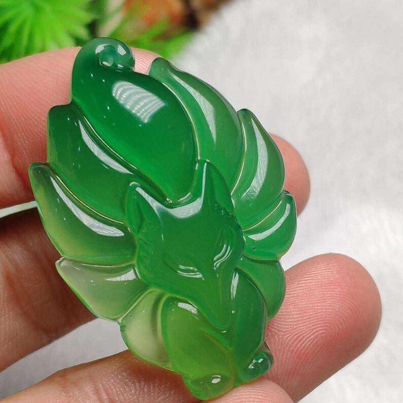 Natural Jade Ice Light Green Jadeite Jade Fox Animal Pendants - Etsy
