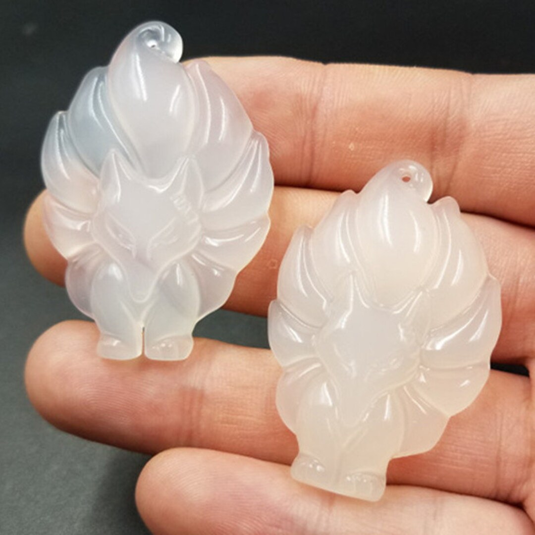 Natural Jade Ice Light White Jadeite Jade Fox Animal Pendants - Etsy
