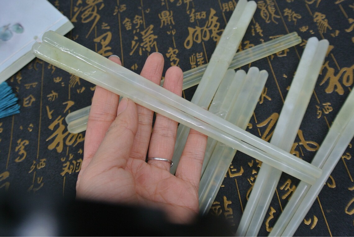 Natural White Jade Crafts Handmade Chinese Craft Chopsticks - Etsy UK