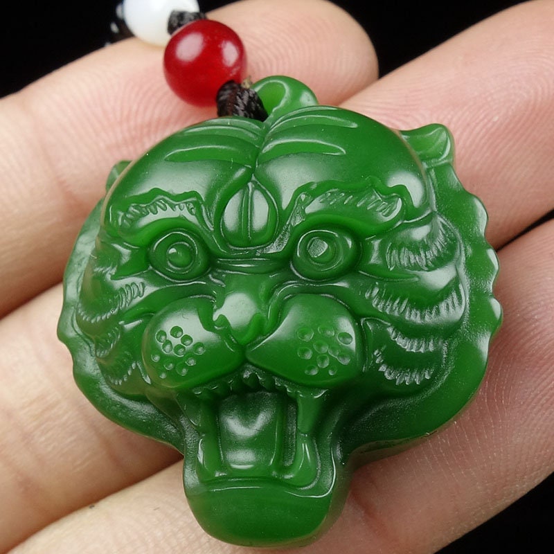 Natural jade ice light green and white jadeite jade tiger | Etsy