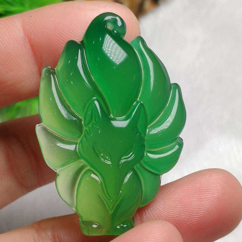Natural Jade Ice Light Green Jadeite Jade Fox Animal Pendants - Etsy