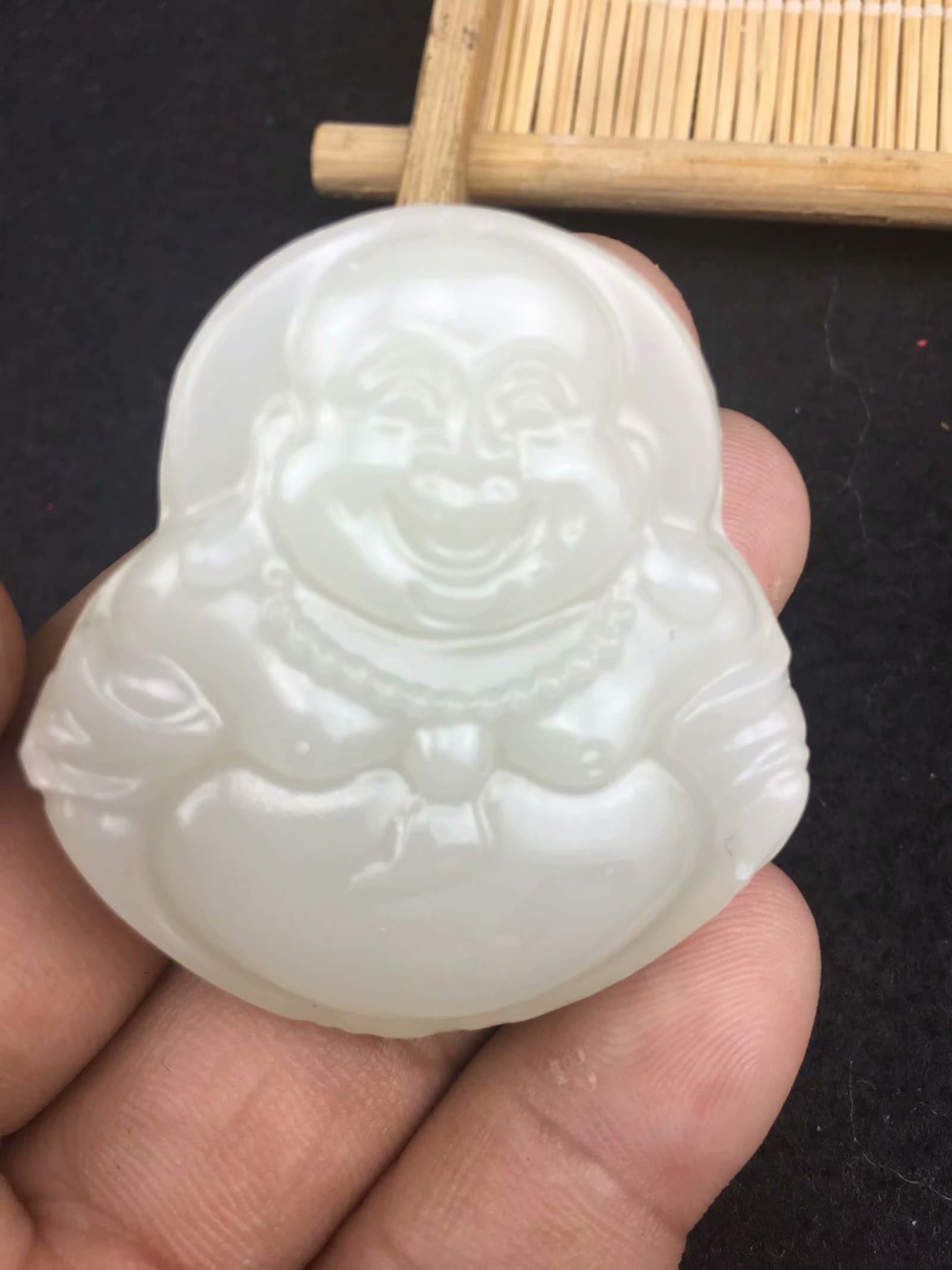 Natural jade ice kind of white color jadeite jade Laughing | Etsy