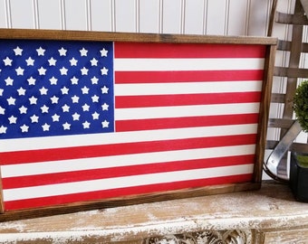 Framed american flag | Etsy