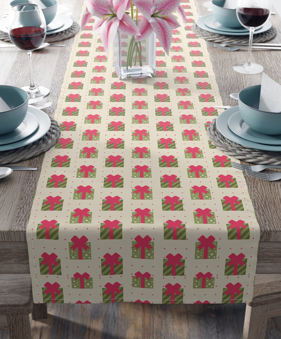 Beautiful Christmas Table Runner Merry Christmas Gifts Table - Etsy