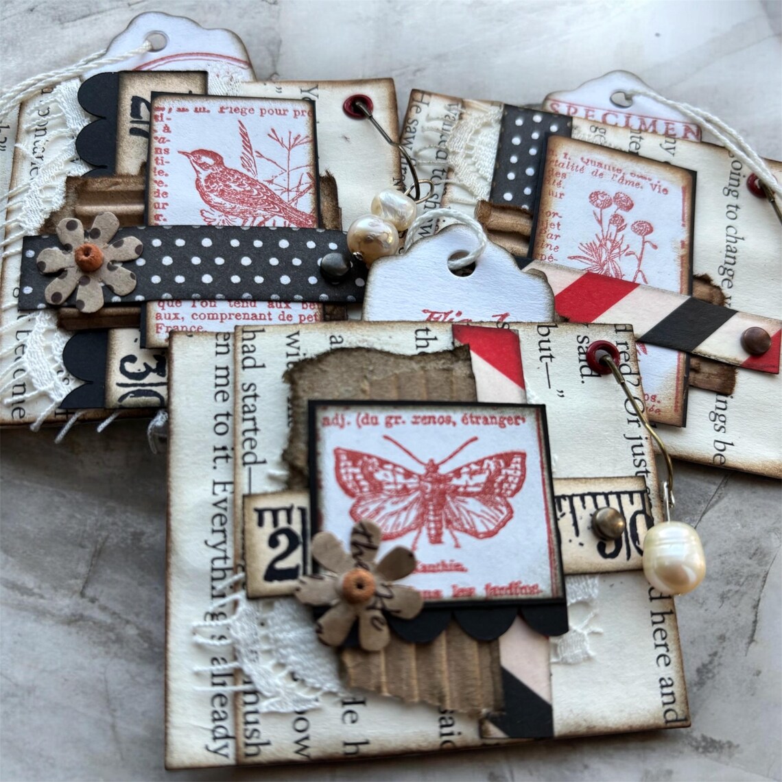 Journal/notebook Tabs, Bookmark, Hidden Paper Clip Accessory. Set of 3 ...