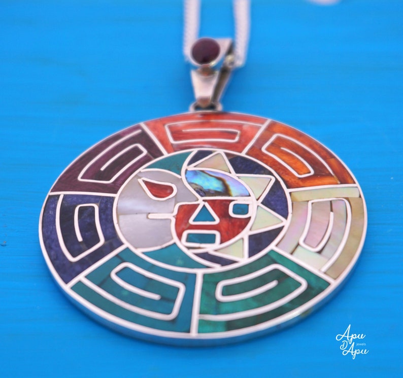 Sun and Moon With Pachamama Around - Large Inca Pendant Necklace ...