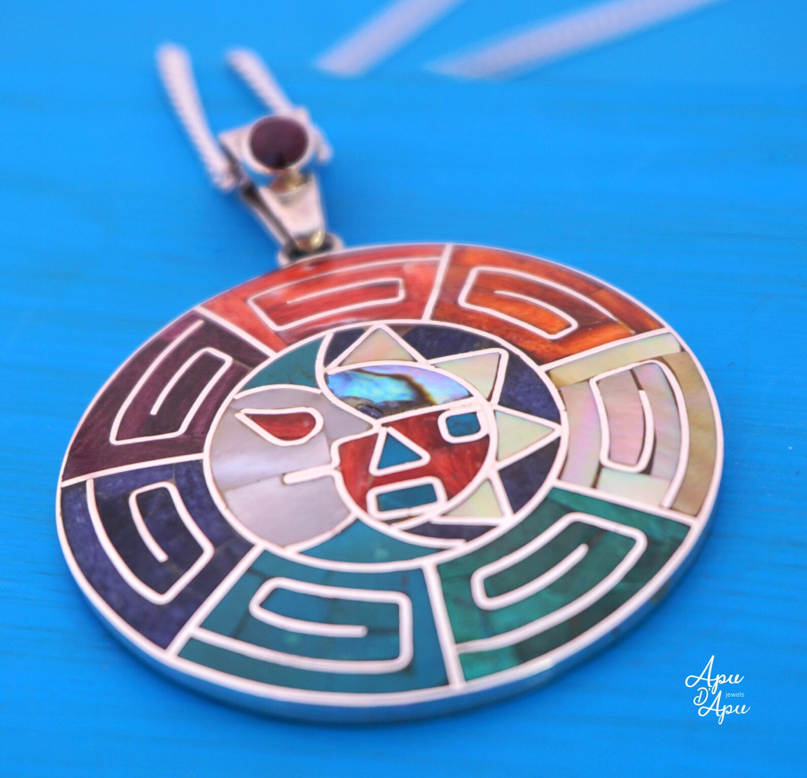 Sun and Moon With Pachamama Around - Large Inca Pendant Necklace ...